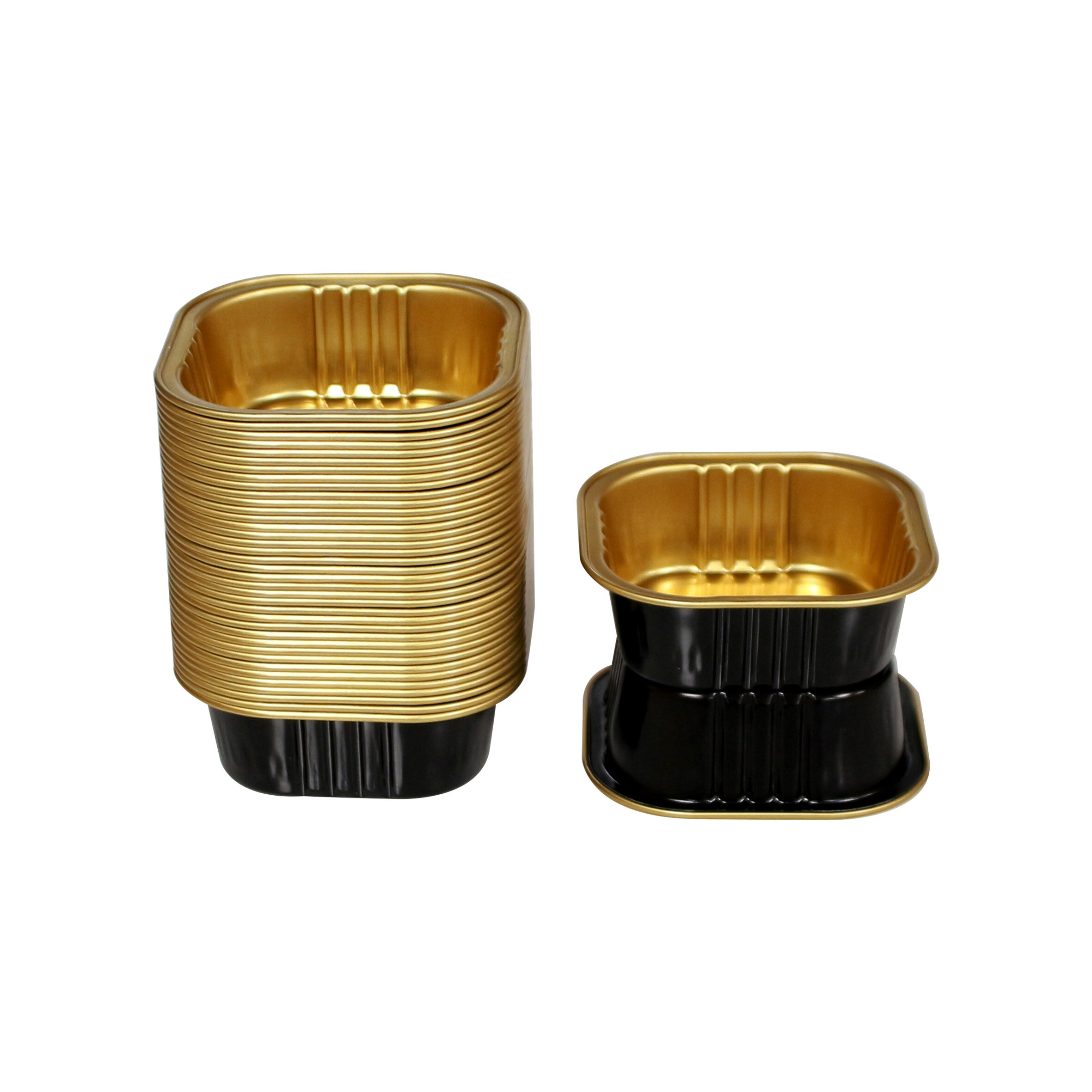 Aluminum Foil Container 1.5oz Square Black&Gold-Black & Gold Series ...